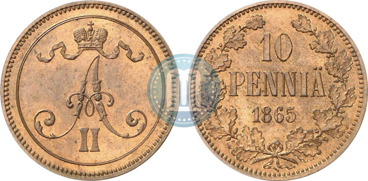 Russian 10 pennia 1865 year | Coin auctions sale prices | Copper ID ...