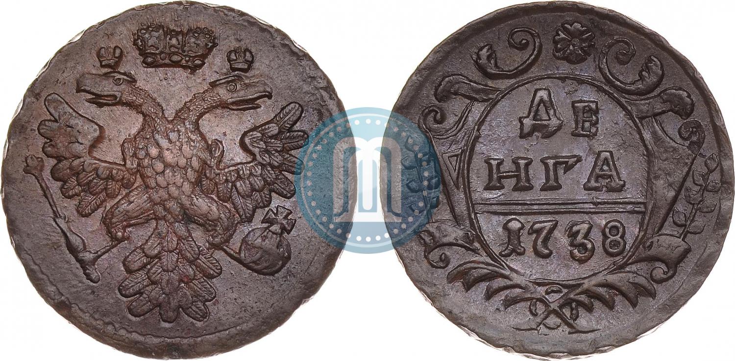Денга 1738 года - цена медной монеты Анны Иоанновны, стоимость на ...